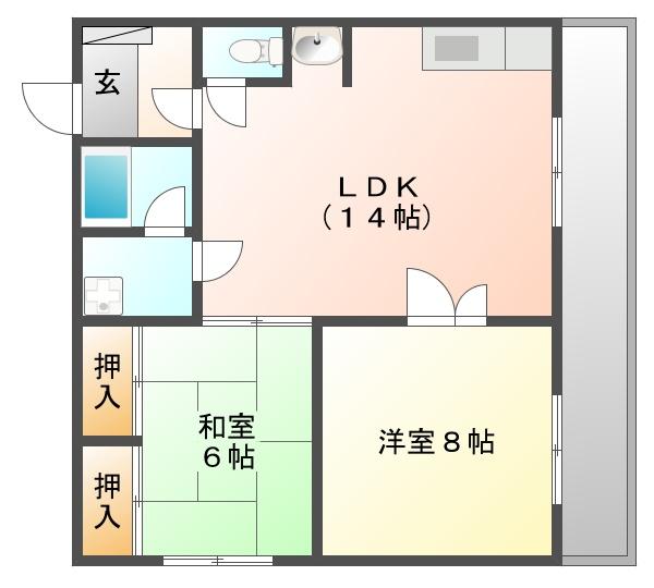 徳島大学 常三島 600m 2LDK 107 - 大学生のための賃貸探し『Class 徳島』